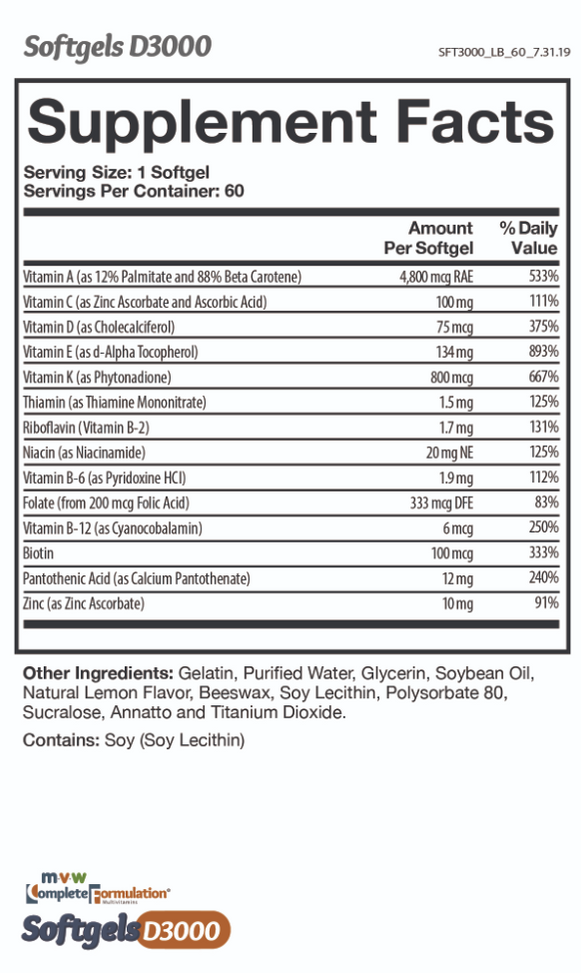 MVW Complete Formulation® D3000 Softgels – Step 1 Increase